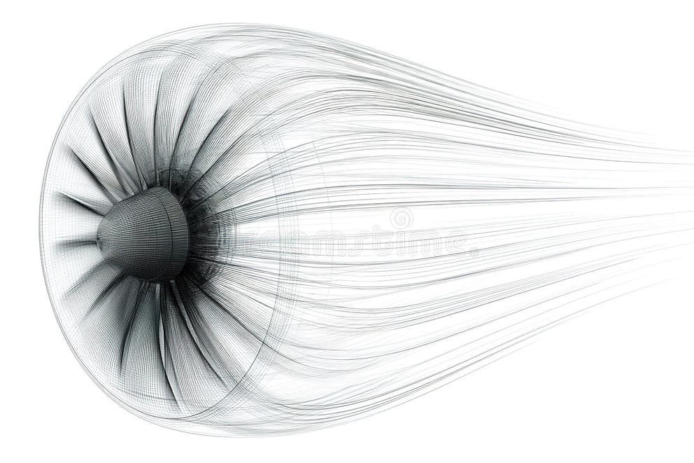 Complex Flow Dynamics Illustrate a Jet Engine Design Showcasing Airflow ...