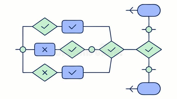 Complex Flowchart Diagram, Multi-Path Process Analysis, Vector Design ...