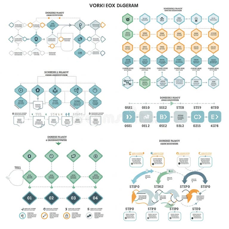 Complex Flowchart Features Interconnected Hexagons and Diamonds in Blue ...