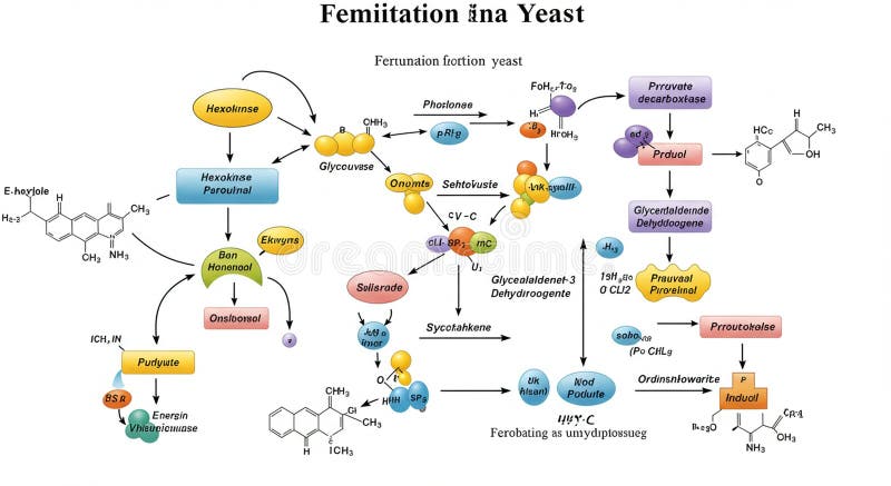 Complex Flowchart Illustrates a Fictional Yeast Fermentation Process ...
