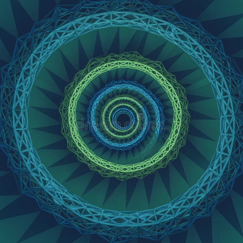 A Complex Fractal Design with Concentric Circles in Shades of Blue and ...