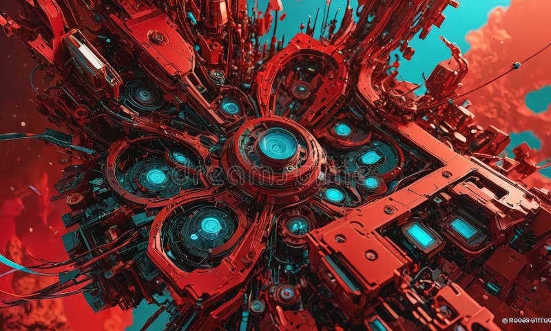 Futuristic City with Many Different Types Machinery Stock Illustration ...