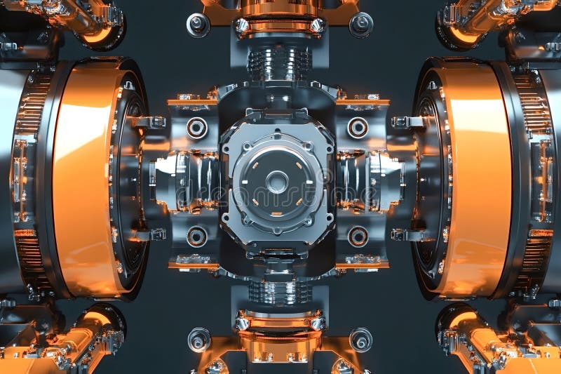 Complex Futuristic Engine Rotating and Generating Energy Stock Image ...