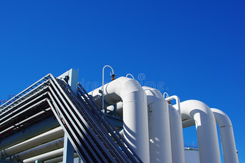Complex of Gas Pipelines in a Gas-fired Power Plant Stock Image - Image ...