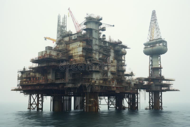 Complex Gas Rig Platform. Generate Ai Stock Image - Image of petroleum ...
