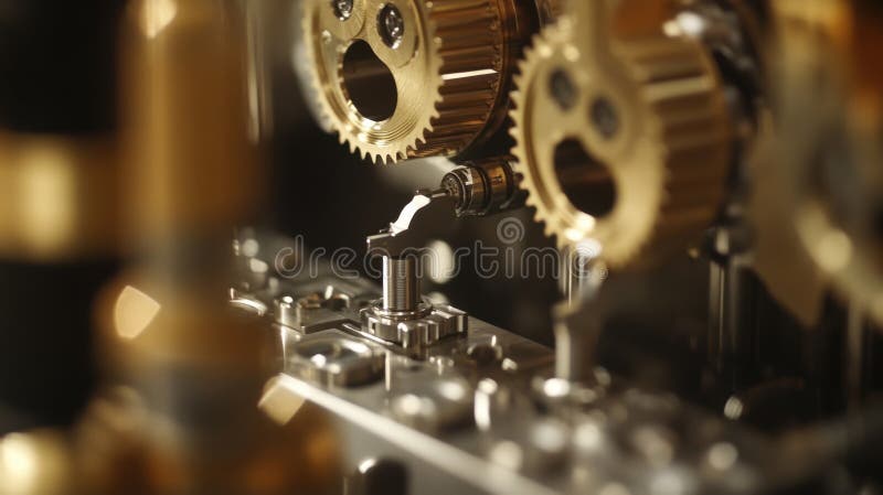 Complex Gear Mechanism Rotating with Interlocking Cogwheels Stock Photo ...