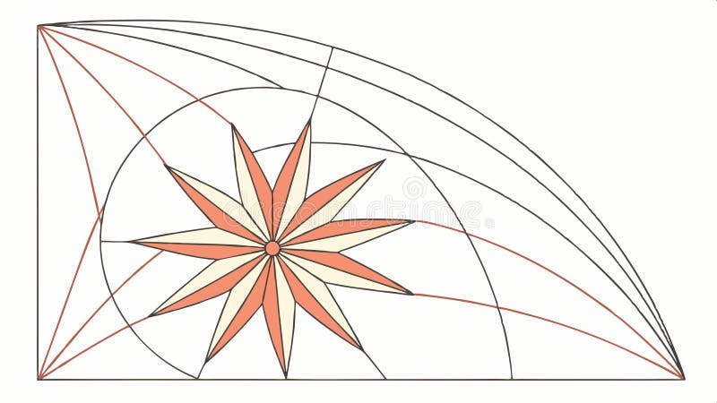 Complex Geometric Compass Star or Sunburst Pattern Design Vector Design ...