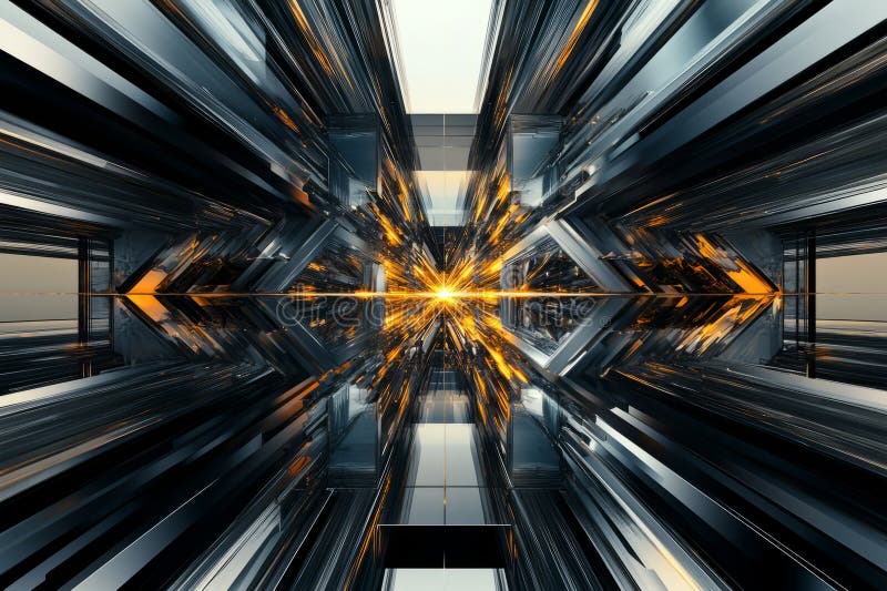 A Complex Geometric 3D Background Where Hexagonal Panels Interlock in a ...