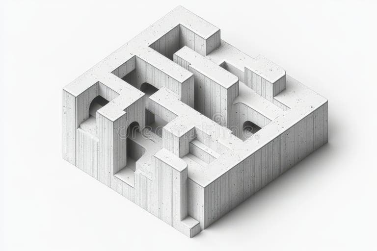 Isometric Labyrinth Structure Isolated on White Background Stock ...