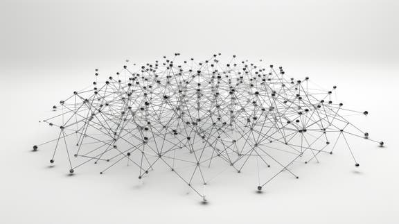 Complex Geometric Network with Connected Nodes in 3D Space Stock Image ...