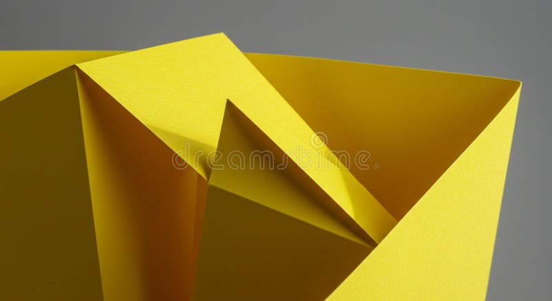 A Complex Geometric Origami Structure Made of Yellow Paper, Featuring ...