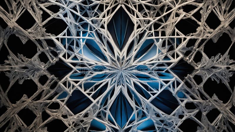 Complex Geometric Pattern Created from Interconnected White Structures ...