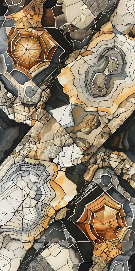 Abstract Geometric Pattern with Earth Tones and Organic Shapes Stock ...