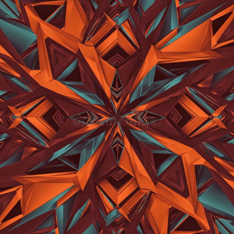 A Complex Geometric Pattern Features Interlocking Angular Shapes In Shades Of Stock Illustration