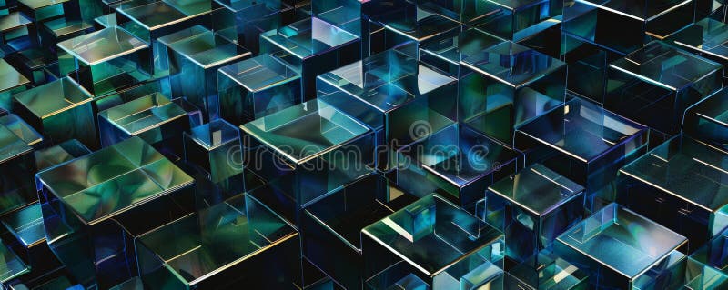 A Complex Geometric Pattern of Interlocking Glass Cubes in Shades of ...