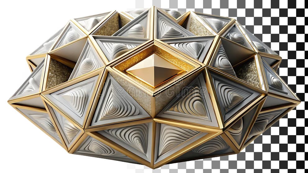 Complex Geometric Polyhedron Metallic Silver Triangular Facets Png ...