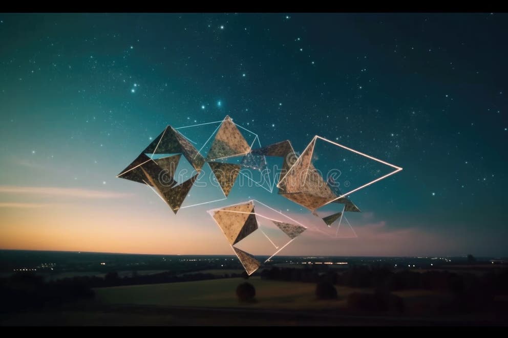 Complex Geometric Shapes Flying through the Sky in a Time-lapse Video ...