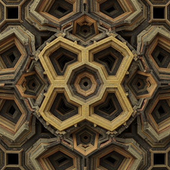 Complex Geometric Structure Featuring Interlocking Hexagonal and ...