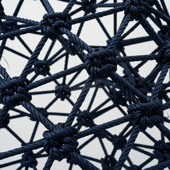 A Complex Geometric Structure Made of Interconnected Navy Blue Ropes ...