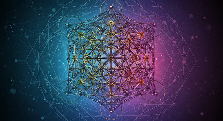 A Complex Geometric Structure Resembling a Wireframe Polyhedron Sits ...