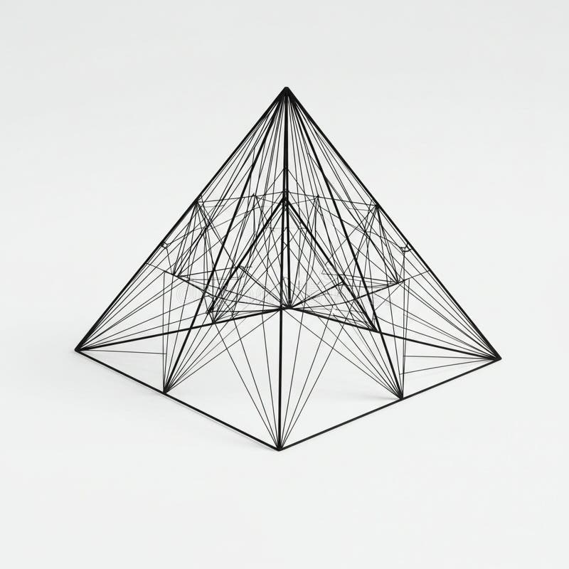 A Complex, Geometric Wireframe Sculpture Resembling a Pyramid Structure ...