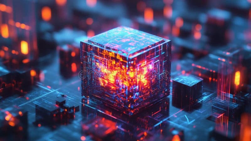 Quantum Computing Processing Unit Transferring Data in Futuristic Cyberspace Environment Stock ...