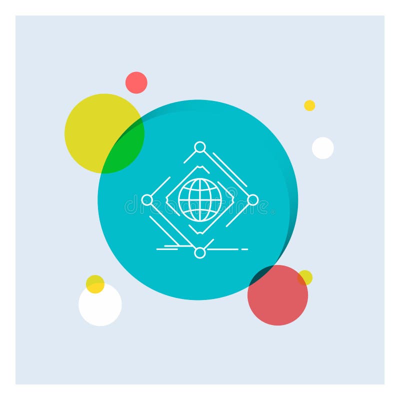 Complex, Global, Internet, Net, Web White Line Icon Colorful Circle ...