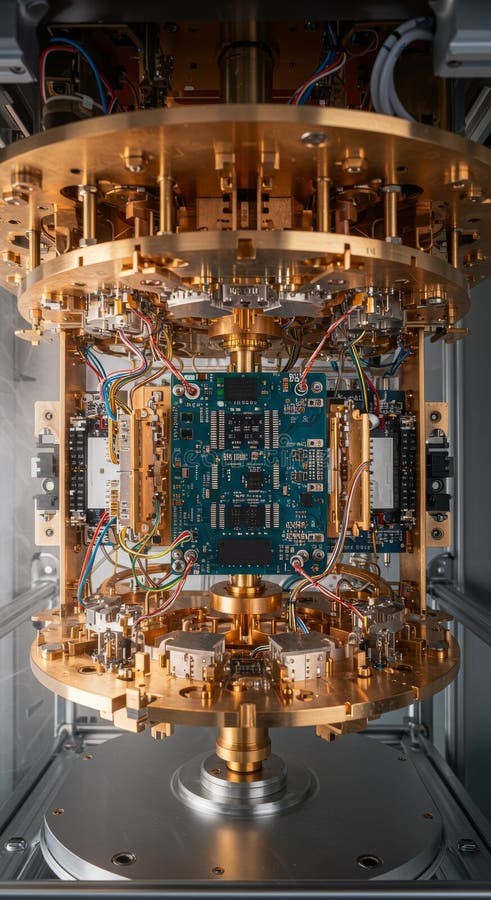 Complex Gold-Colored Technological Device with Circuit Board Stock ...