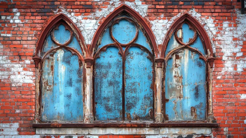 Complex Gothic Architectural Elements in an Old Brick Structure. Stock ...