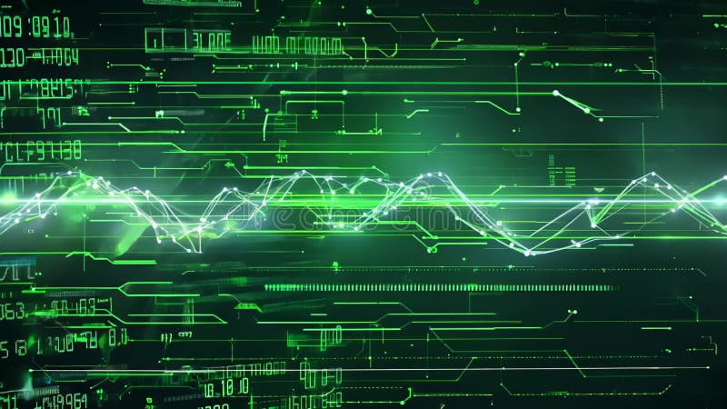 Complex Green Data Visualizations with Rotating Elements on a Grid ...