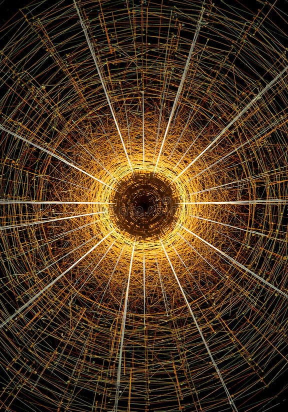 A Complex Grid of Intersecting Lines Radiates from a Central Black ...