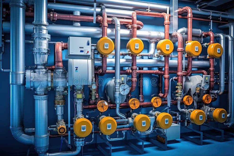 Complex Heating System Combined with a Heat Pump. Generative AI Stock ...