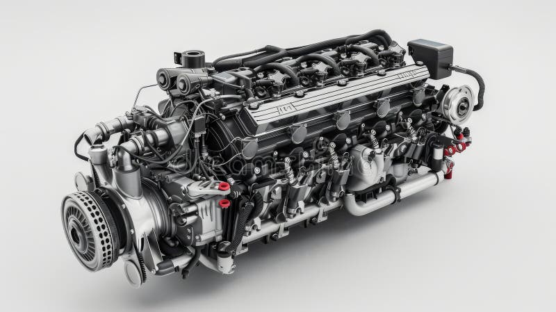 Complex High-Performance Vehicle Engine on White Stock Photo - Image of ...