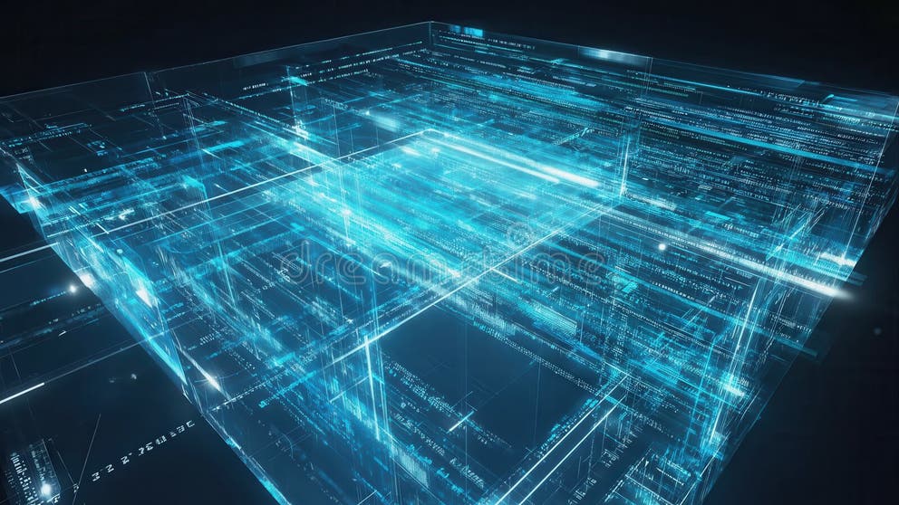 Holographic Server Room Processing Big Data and Generating Digital Information Flow Stock ...