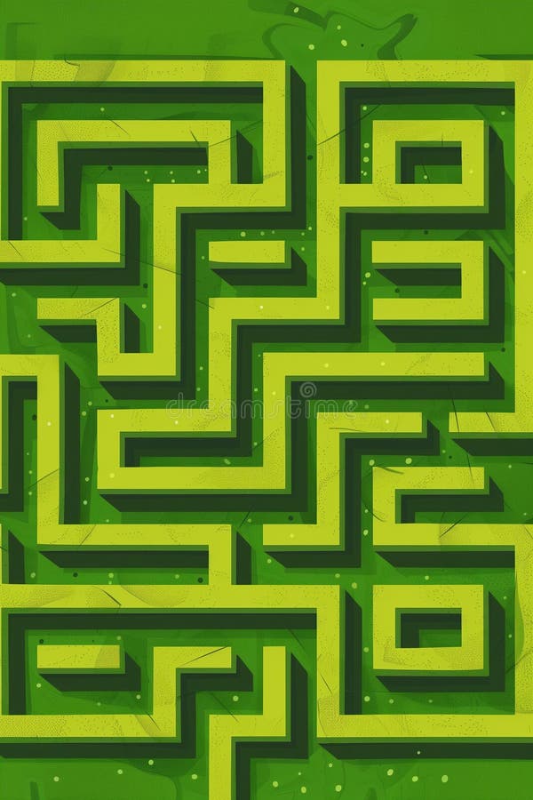 Complex Illustration of Maze and Puzzle with Riddle Shapes and Exit ...