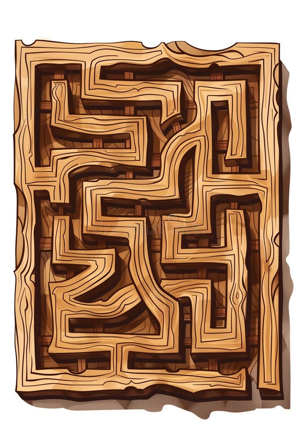 Complex Illustration of Maze and Puzzle with Riddle Shapes and Exit ...