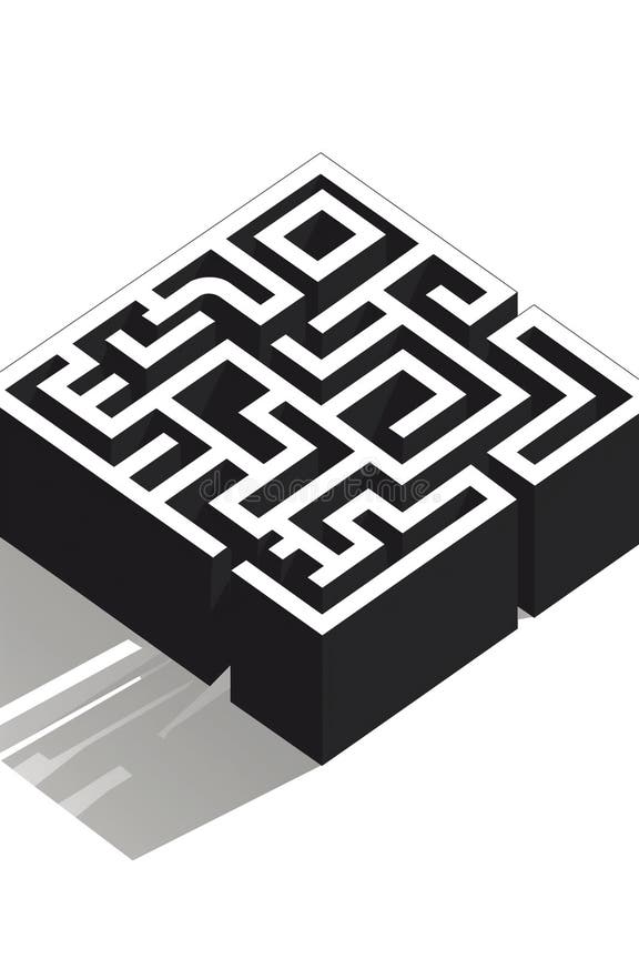 Complex Illustration of Maze and Puzzle with Riddle Shapes and Exit ...