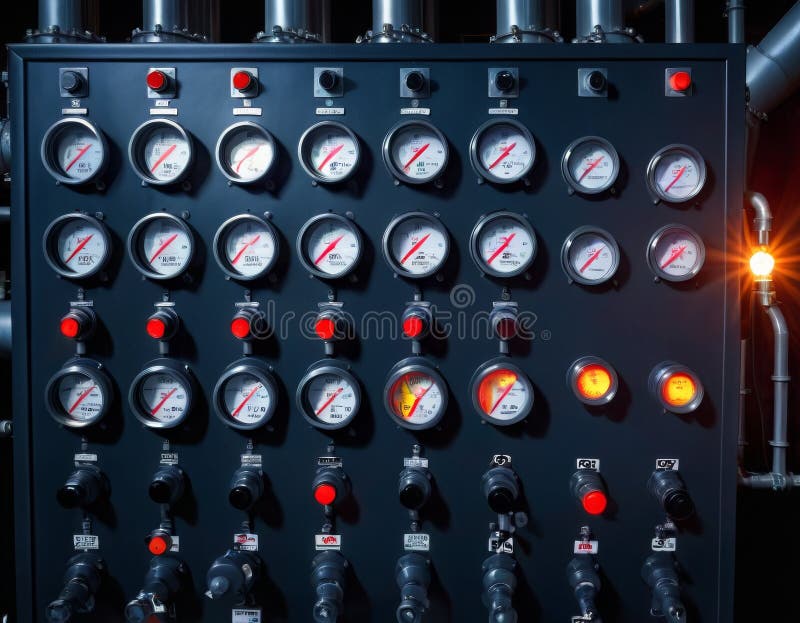 Industrial Control Panel Gauges Stock Photo - Image of steel ...