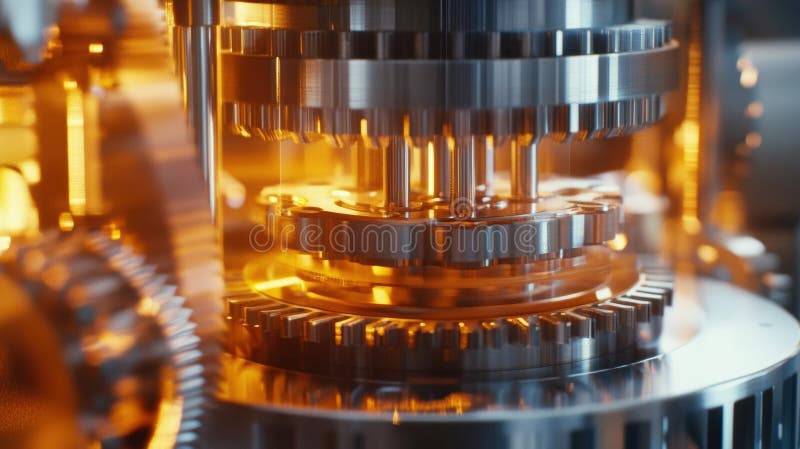 Complex Industrial Machine Operating with Rotating Gears and Pistons ...