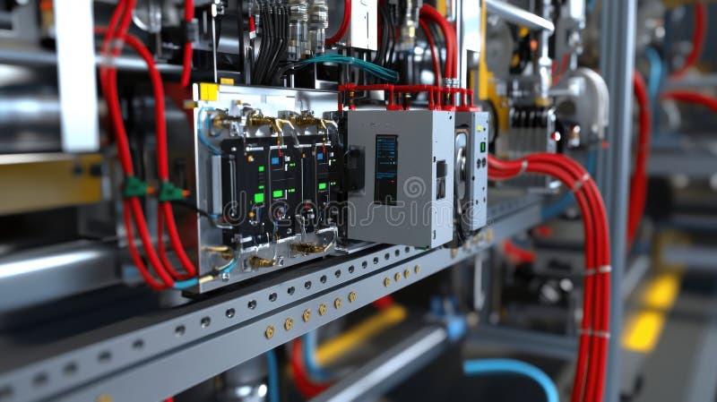 Complex Industrial Machine Operating with Wires and Components ...