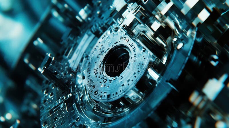 Complex Industrial Machine Part Rotating in Blue Light Stock Image ...