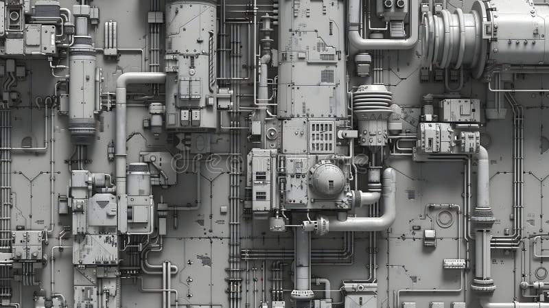 Complex Industrial Machinery Featuring Metallic Pipes and Detailed ...