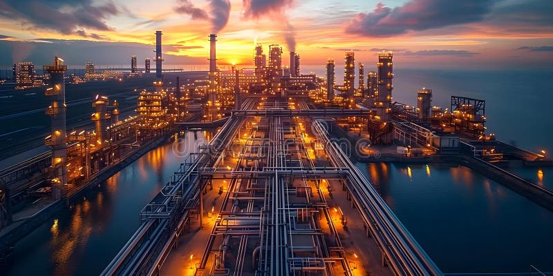 A Complex Industrial Petrochemical Processing Facility with Pipelines ...