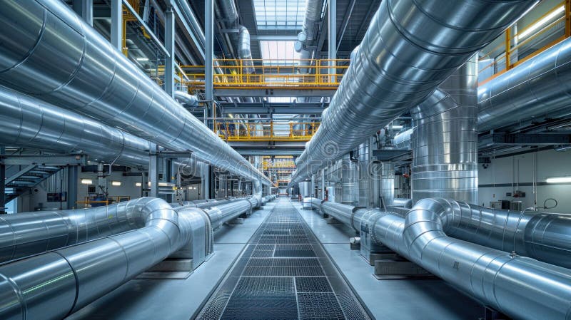 Complex Industrial Pipe System in a Modern Facility. Generative Ai ...
