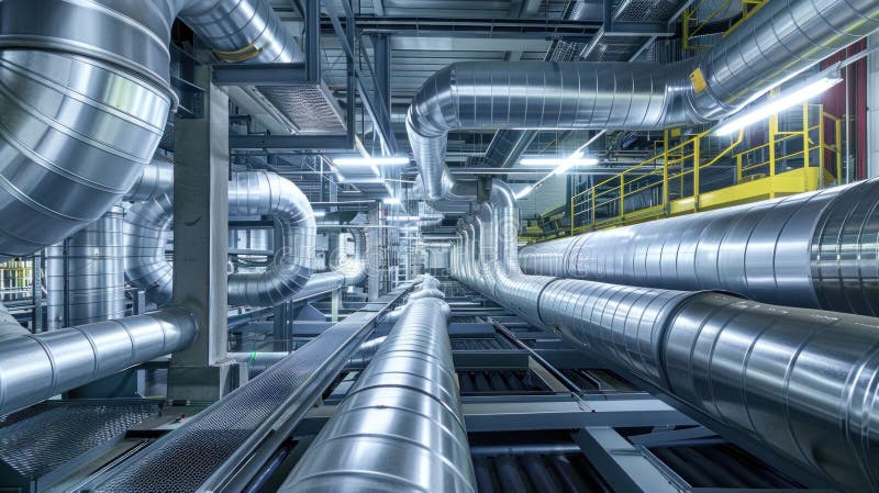 Complex Industrial Pipe System in a Modern Facility. Generative Ai ...