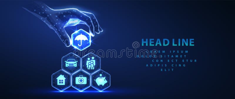 Complex Insurance Plan. Hexagons with Icons Made Pyramid and Hand ...