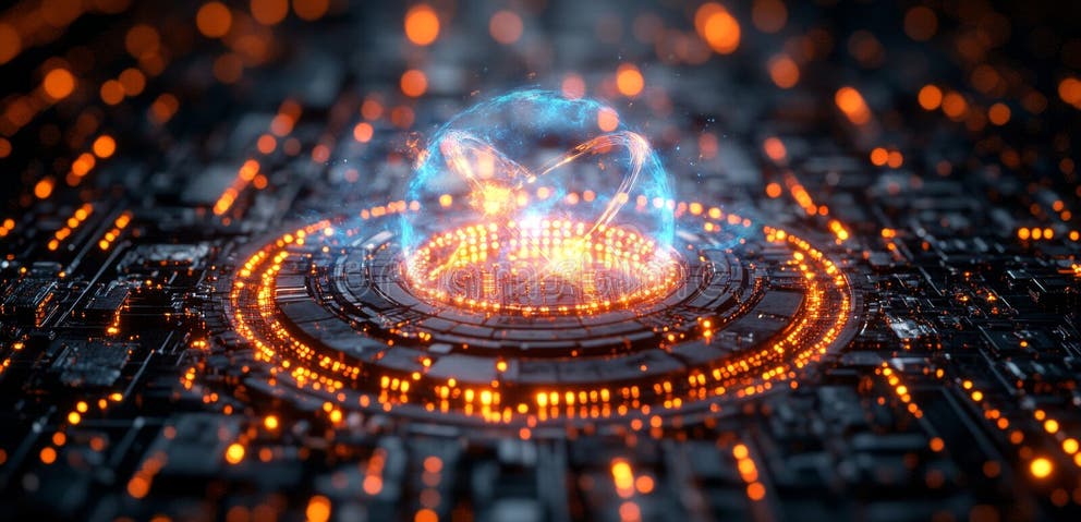 Complex Interactions of Quantums in a Futuristic Computational Environment. Generative AI Stock ...