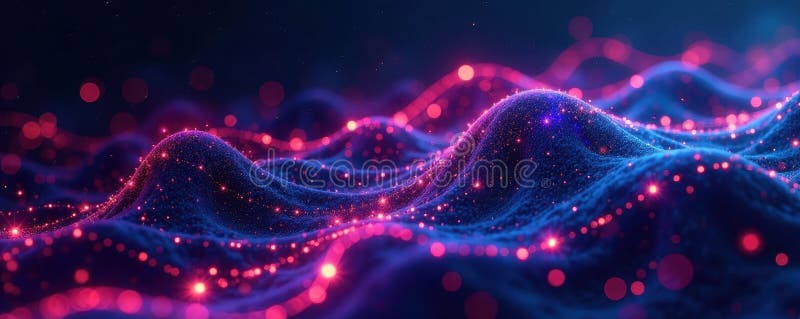 Complex Interconnected Data Streams Flowing Across a Digital Landscape ...