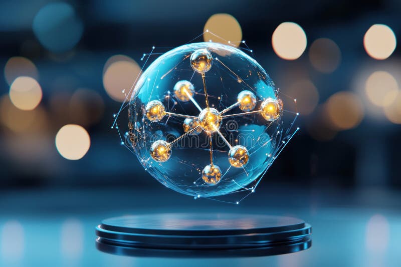 A Complex, Interconnected Sphere on a Pedestal Stock Illustration ...