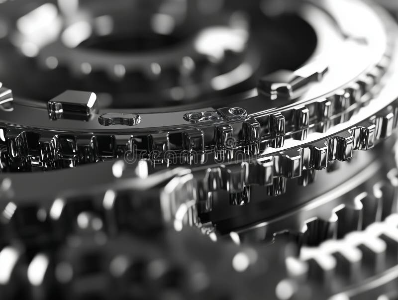 Complex Interlocking Gears Rotating Smoothly in Monochrome Stock Photo ...